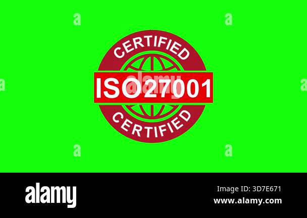 ISO 14001 Certified Badge on Green Screen Background Stock Video Footage - Alamy