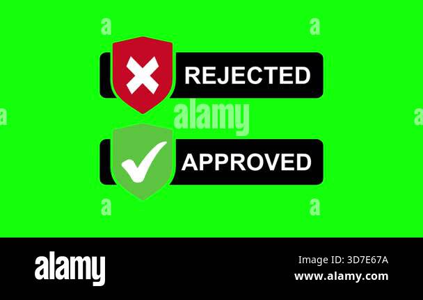 Green Screen Approved and Rejected Buttons with Checkmark and Cross ...