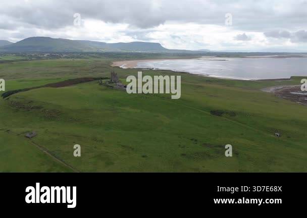 Aerial view of Classiebawn Castle on County Sligo, Ireland Stock Video ...