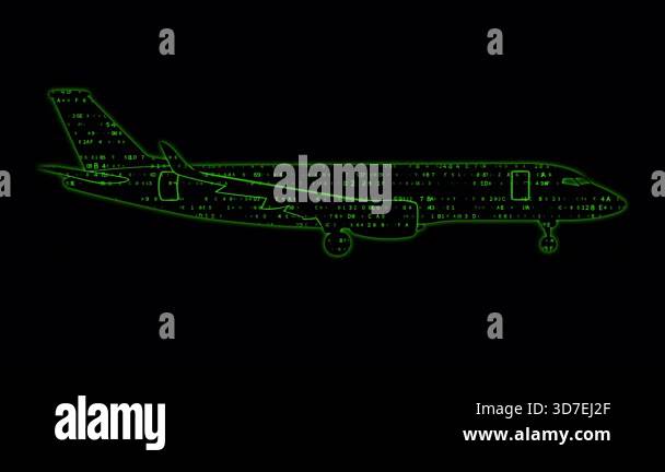 Set of 4 seamless looping animations of a glowing cargo airplane ...