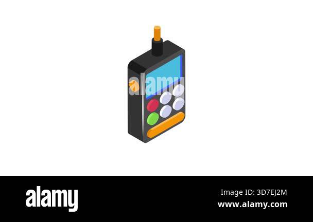 Isometric icon animation of a vintage mobile phone, showcasing early ...