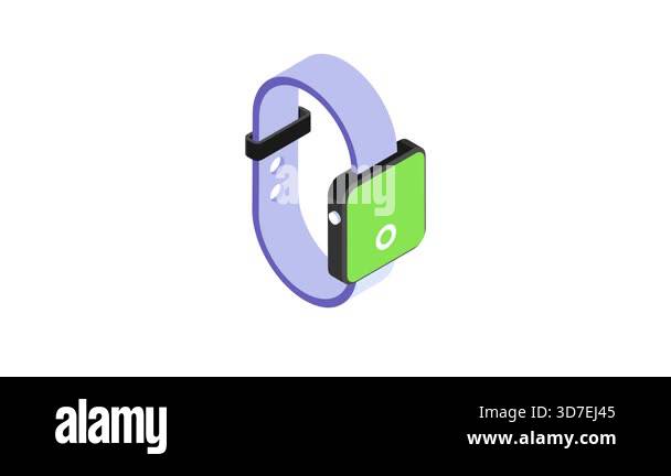 Isometric icon animation of a smartwatch displaying wifi signals ...