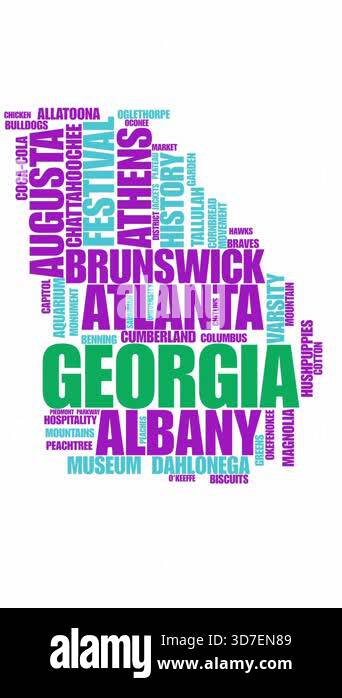 Georgia State Animated Word Cloud Map Silhouette Stock Video Footage ...