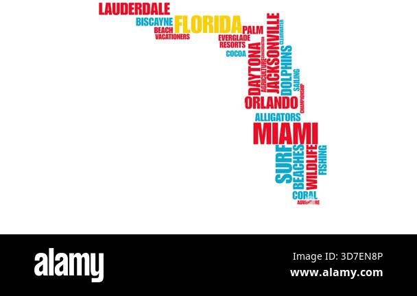 Florida State map animated word cloud Stock Video Footage - Alamy
