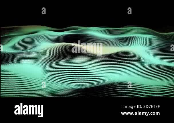Flowing turquoise contour waves form a smooth layered digital surface ...