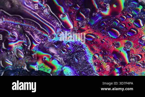 Droplets texture. Water art. Defocused pink green purple color chemical ...