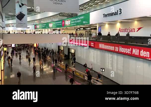 Schwechat, Lower Austria - October 22, 2025: Arrival hall in terminal 3 ...