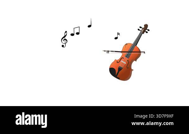 animated Violin Music Instrument Playing with Musical notes and symbols ...