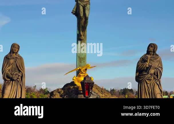 Holy Crucifix Calvary Statue Charles Bridge Prague Czech Republic ...