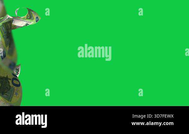 100 EURO flying animation with green screen background Stock Video ...