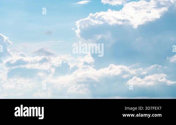 Blue sky time lapse at beautiful sunny bright day. Clouds moving ...