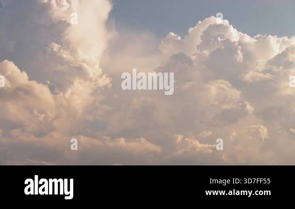 Blue sky time lapse at beautiful sunny bright day. Clouds moving ...