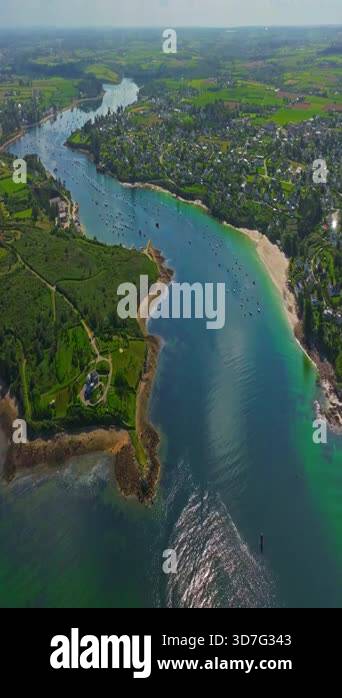 A beautiful view of coast of France. Aerial view of beautiful beach at ...