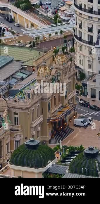 Aerial view of city centre of Monaco in France.The world famous casino ...