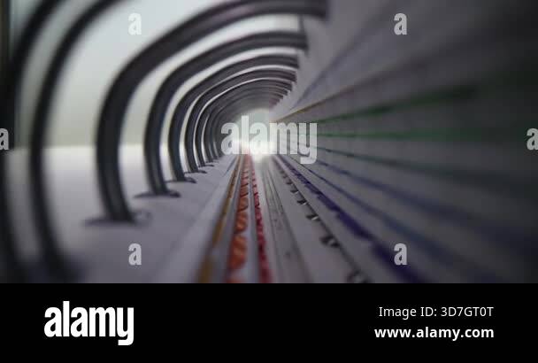 Turning pages of important documents in ring binder on desk. Folder ...