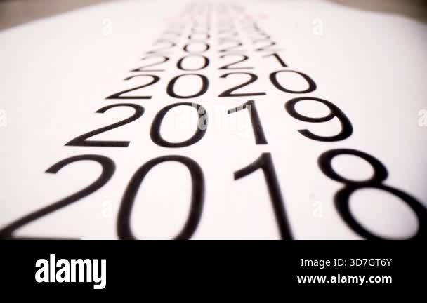 perspective calendar timeline showing years 2017-2026, printed numbers ...