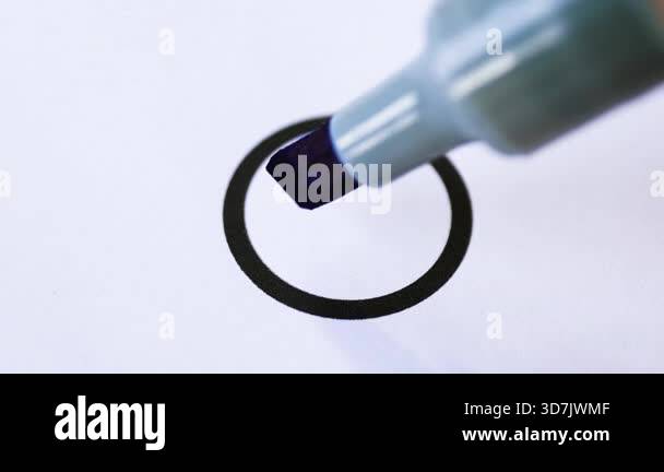 Cross vote inside a circle on paper with blue marker drawn, symbolizing ...