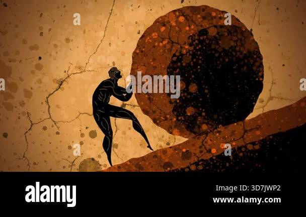 sisyphus pushing the rock in greek myth Stock Video Footage - Alamy
