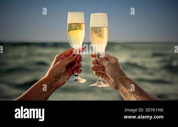 Animated images showing two arms holding champagne glasses making a ...