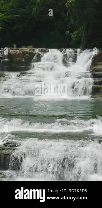 Aerial view of Multi-tiered falls in Bislig. Tinuy-an waterfall ...