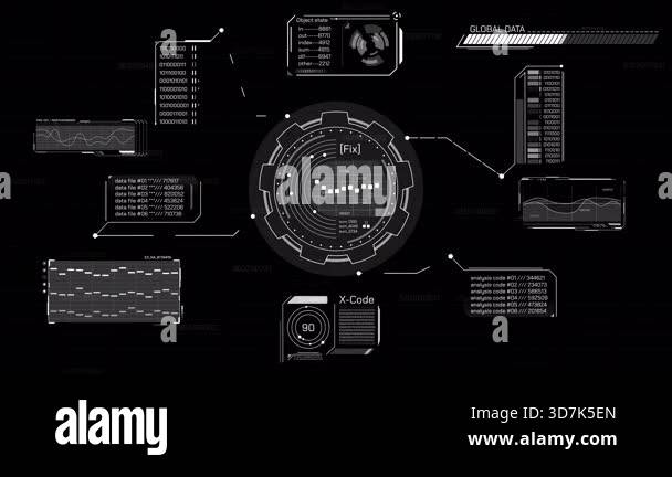 Abstract digital data analysis diagram on a high-tech display with code ...