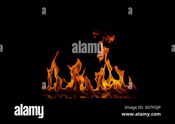 Super Slow Motion Shot of Fire Flame Isolated on Black Background at ...