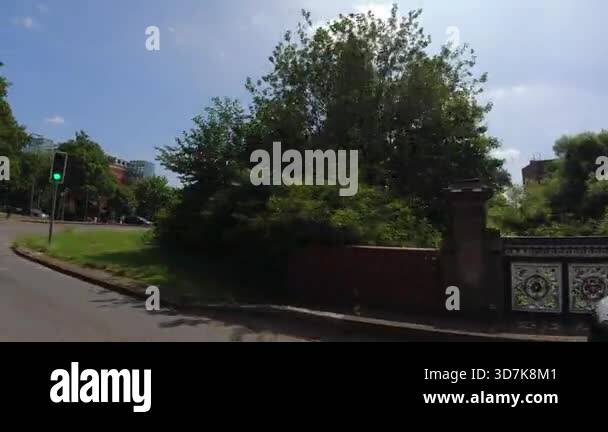 Urban Drive Through British City Streets and Roads with Traffic and ...