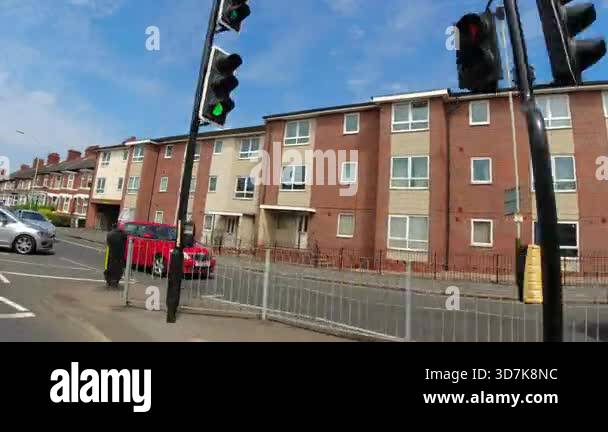 Urban Drive Through British City Streets and Roads with Traffic and ...