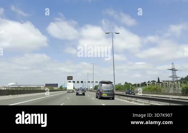 Car Drive on British Highways Between London Luton and Birmingham ...