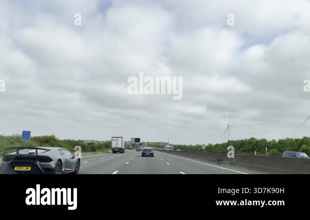 Car Drive on British Highways Between London Luton and Birmingham ...