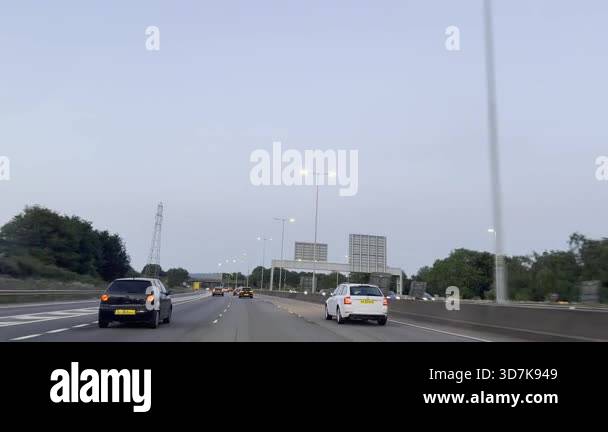 Car Drive on British Highways Between London Luton and Birmingham ...