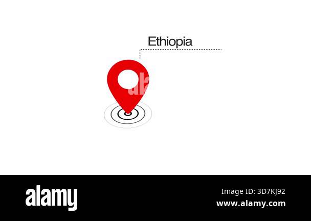 Ethiopia location marker animation on transparent background. Ethiopia ...