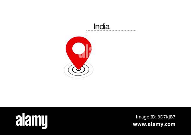 India location marker animation on transparent background. India map ...