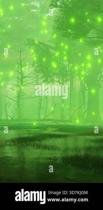 Scary mysterious woodland scene on forest swamp with mystical fairy ...