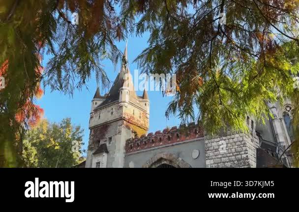 Bastion Tower And Gate Of Vajdahunyad Castle Budapest Stock Video
