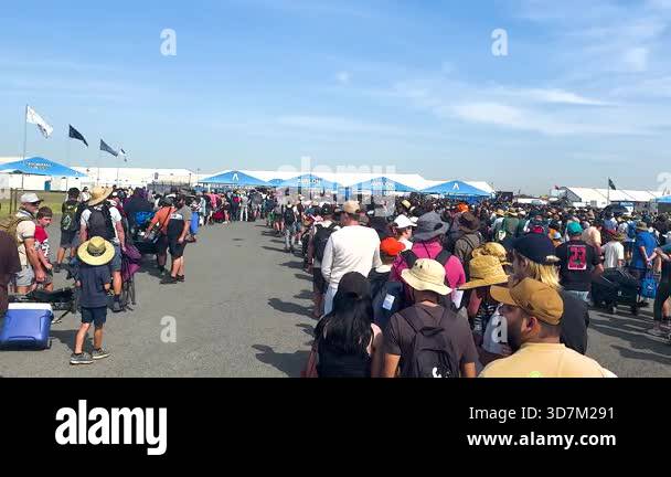 Large crowd at Avalon Airshow under clear skies in Geelong, Victoria ...