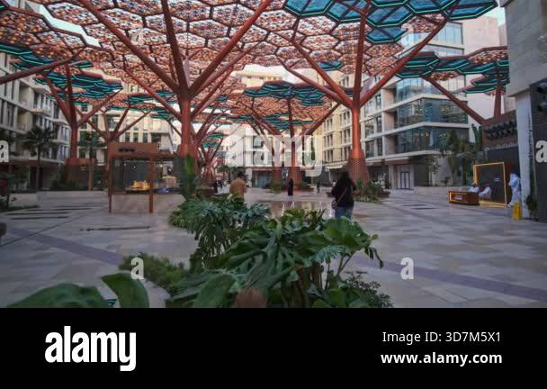 Doha, Qatar-January 14 2025: Crystal walkway in Gewan Island in the ...