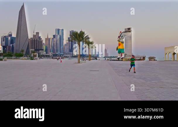 Doha, Qatar-October 26 2025:Doha Qatar skyline from corniche promenade ...