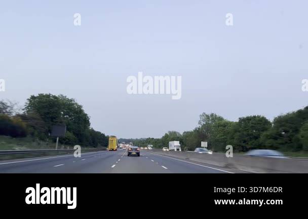 Car Drive on British Highways Between London Luton and Birmingham ...