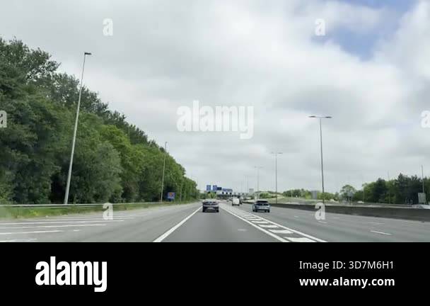 Car Drive on British Highways Between London Luton and Birmingham ...