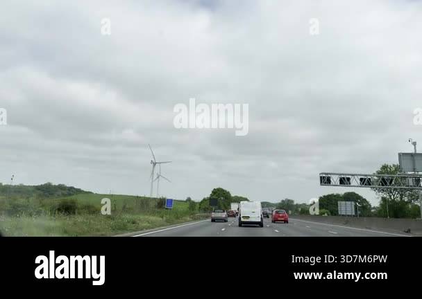 Car Drive on British Highways Between London Luton and Birmingham ...