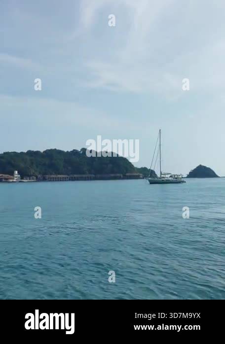 Luxury boat near the Pulau Kapas island, viewed from moving boat Stock ...