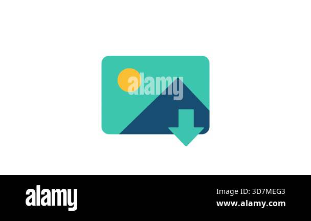 Colorful flat image thumbnail icon featuring turquoise background, dark ...