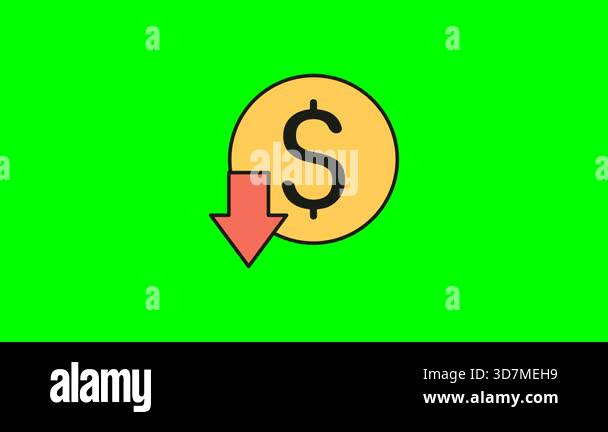Stylized money icon with downward arrow indicating price drops, budget ...