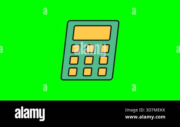 Flat graphic of digital calculator with large display and square yellow ...