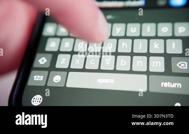 close view of hands composing messages swiftly, person typing on mobile with focused fingertips ...