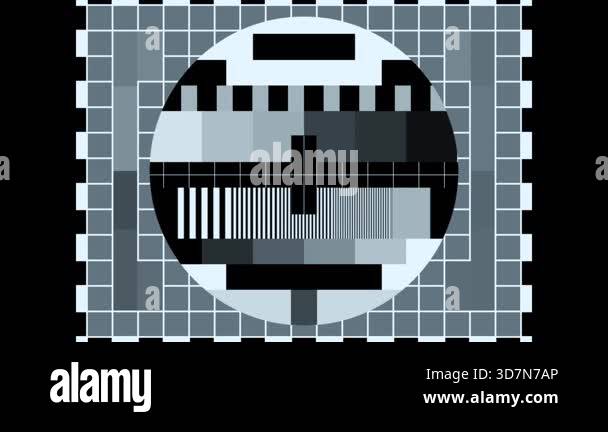 Animated black and white SMPTE test pattern circle designed for screen ...