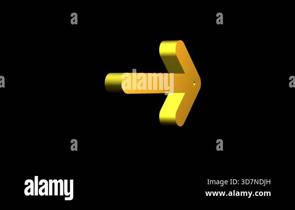 Elegant 3D Golden Arrow Rotating Animation with Smooth Reflections, Perfect for Navigation Menu ...