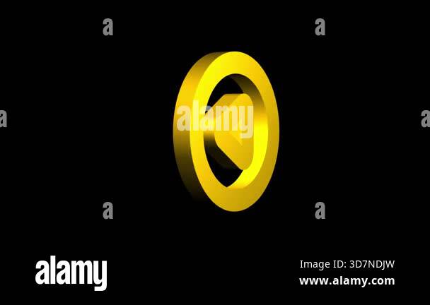 Golden 3D Play Button Rotating Animation with Luxury Metallic Shine ...