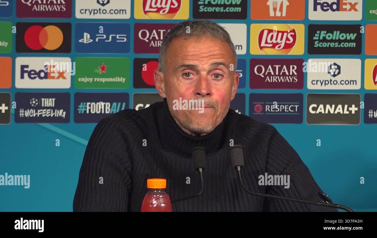 PSG 5-3 Tottenham: Luis Enrique press conference Stock Video Footage ...